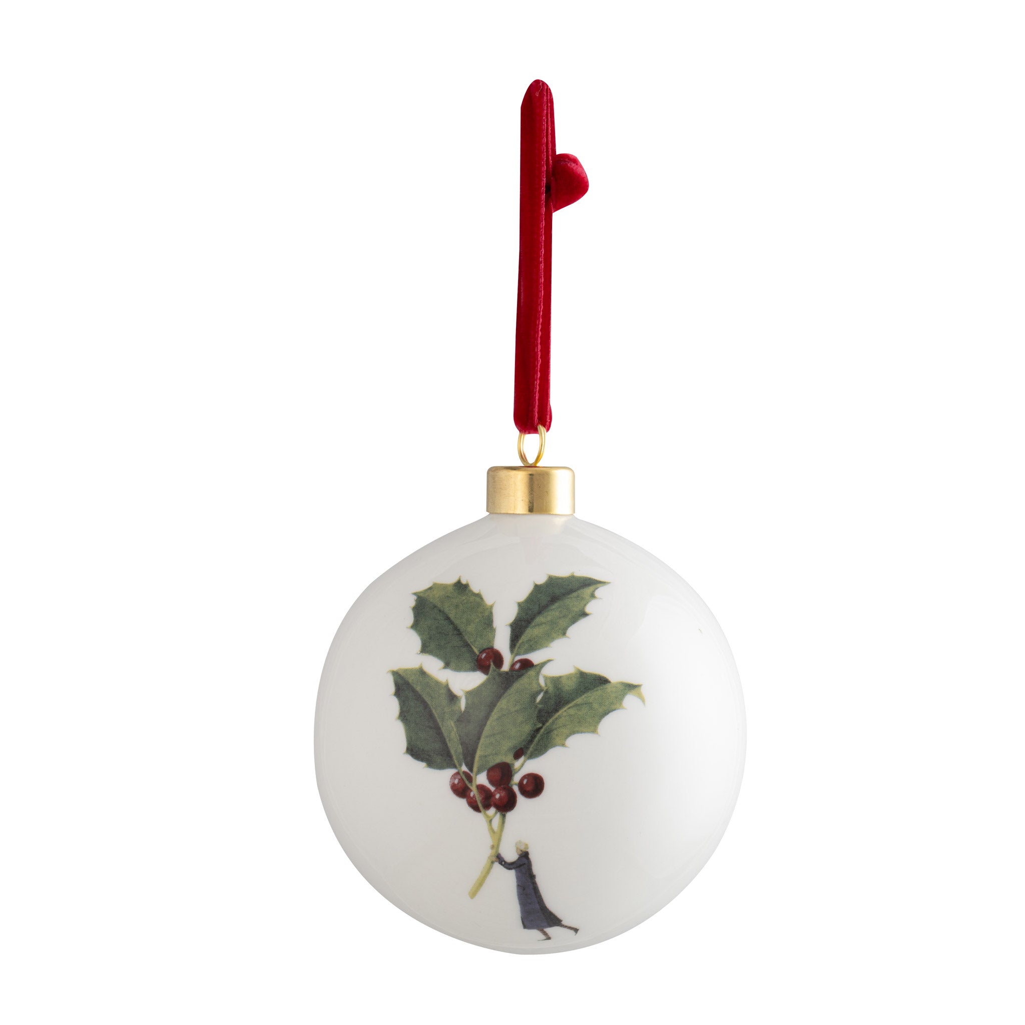 Christmas Large Bone China Bauble - Holly – Laura Stoddart Illustrator